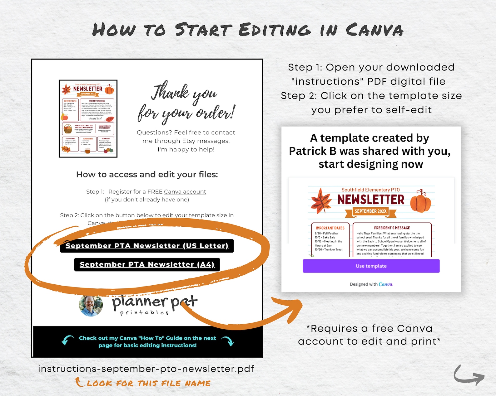 Editable PTA PTO September Newsletter Template Printable, Edit in Canva ...