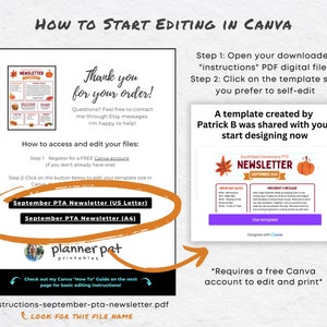 Editable PTA PTO September Newsletter Template Printable, Edit in Canva ...