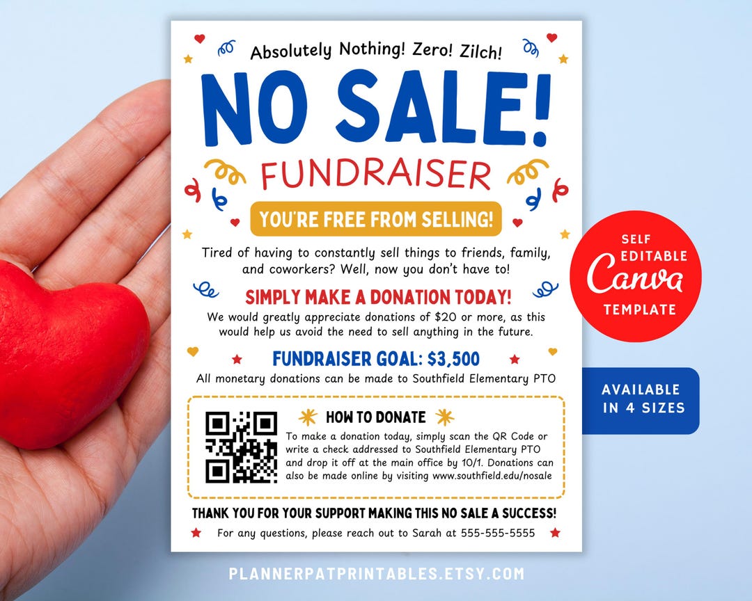 Editable No Sale Fundraiser Flyer Template, DIY No Fundraising ...