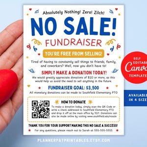 Editable No Sale Fundraiser Flyer Template, DIY No Fundraising ...