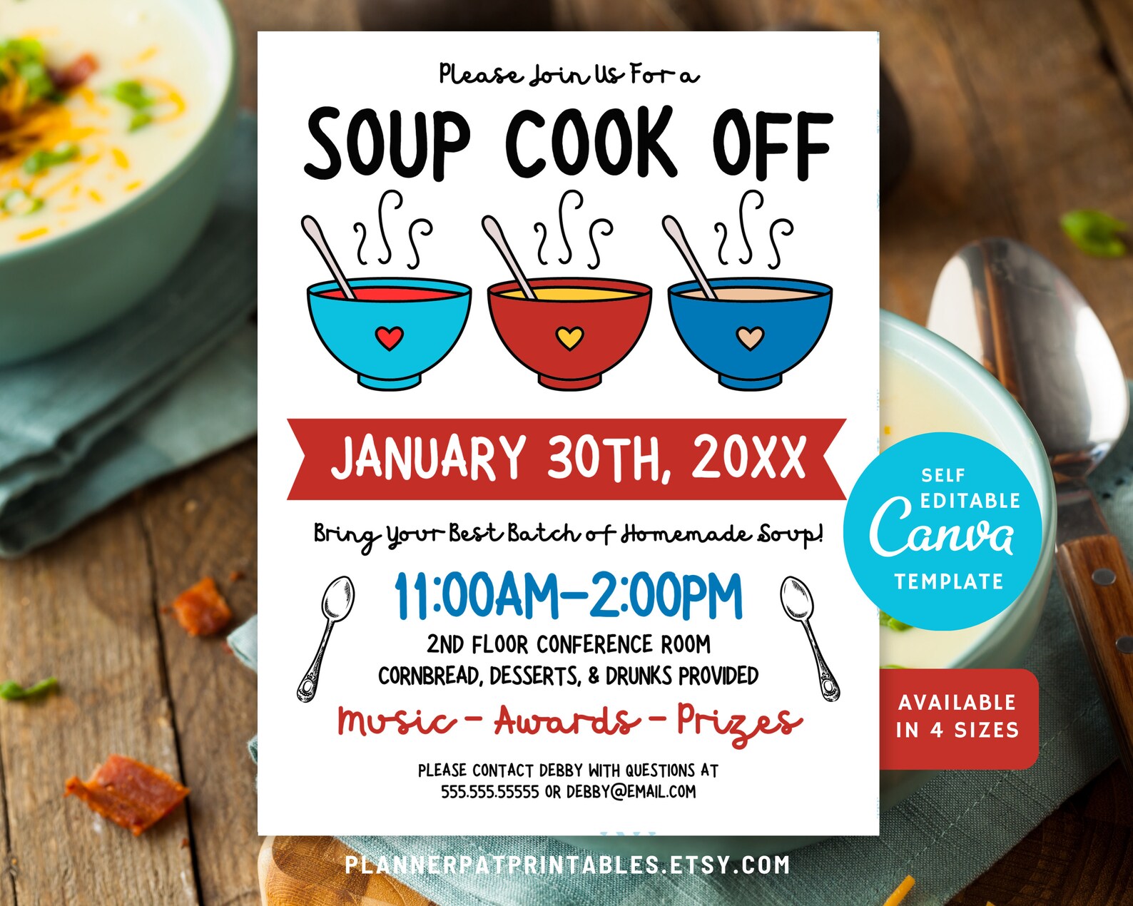 Soup Cook off Flyer Template: Editable Office Competition Poster (canva ...