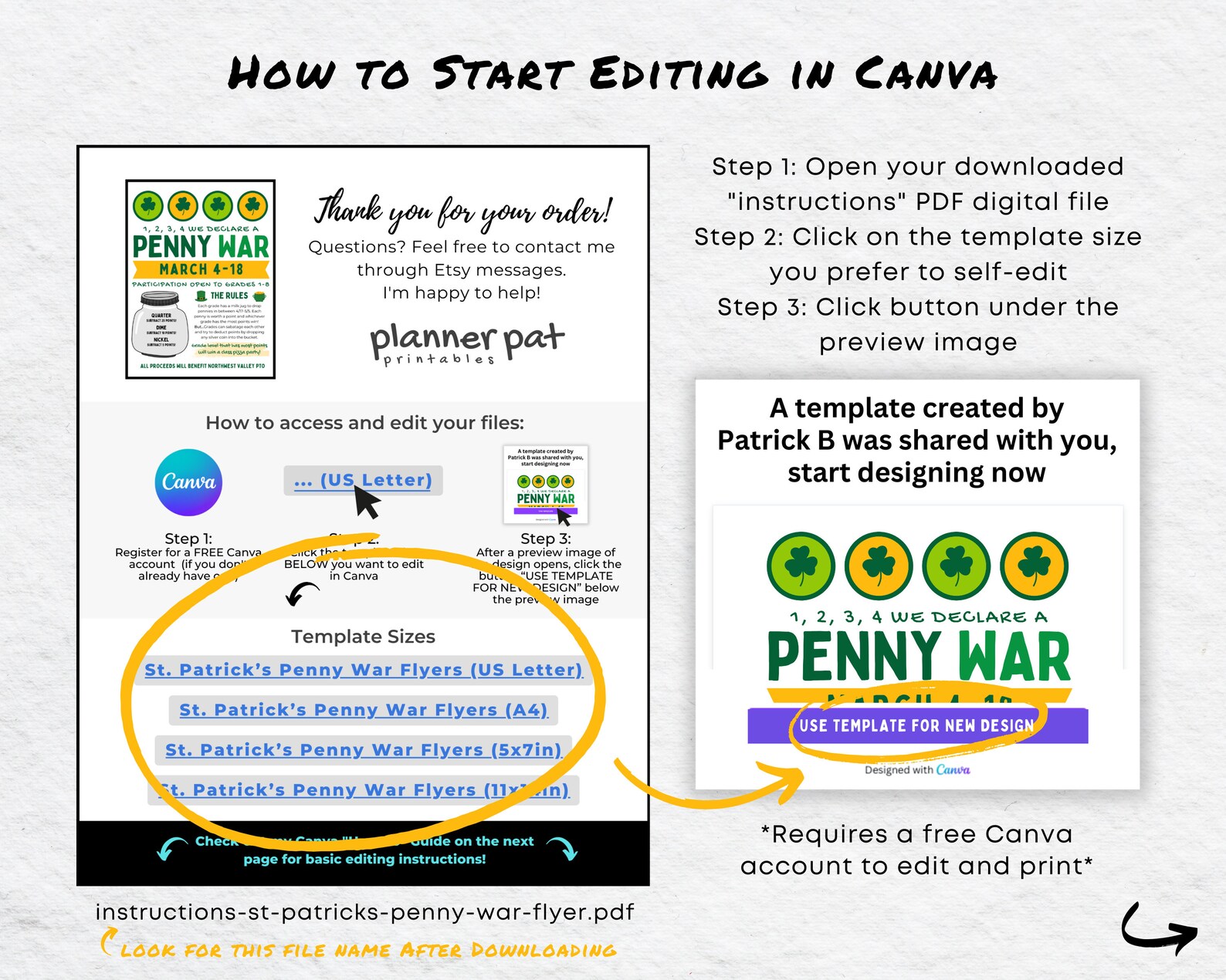 Editable St. Patricks Penny War Flyer Template, Coin Drive Fundraiser ...
