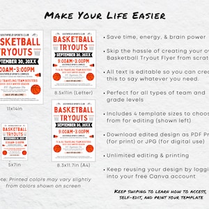 Editable Basketball Tryout Flyer Template for Youth Sports Registration ...