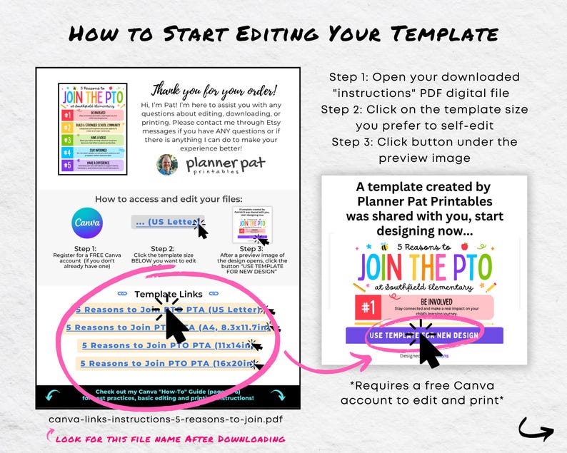 Top 5 Reasons to Join the PTA PTO Poster, Editable Canva Template ...