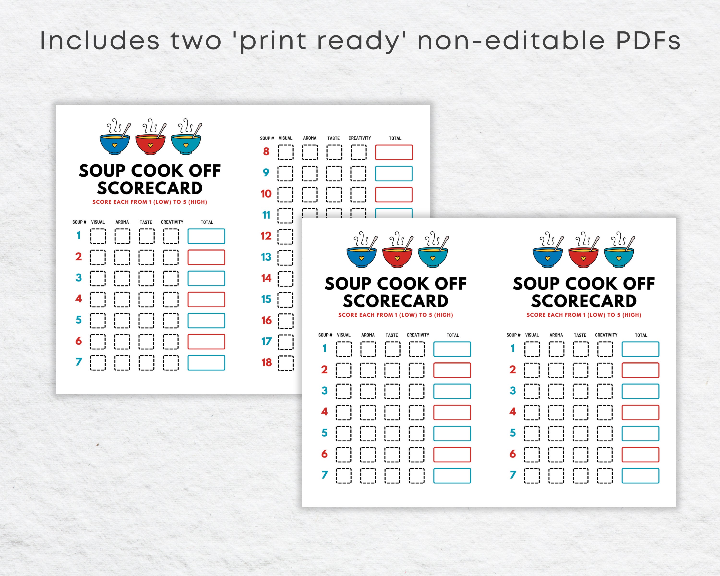 Soup Cook off Scorecard, Cooking Competition Printable (canva Template ...