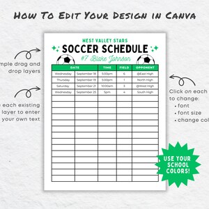 Editable Soccer Schedule Template | Canva Soccer Game & Practice ...