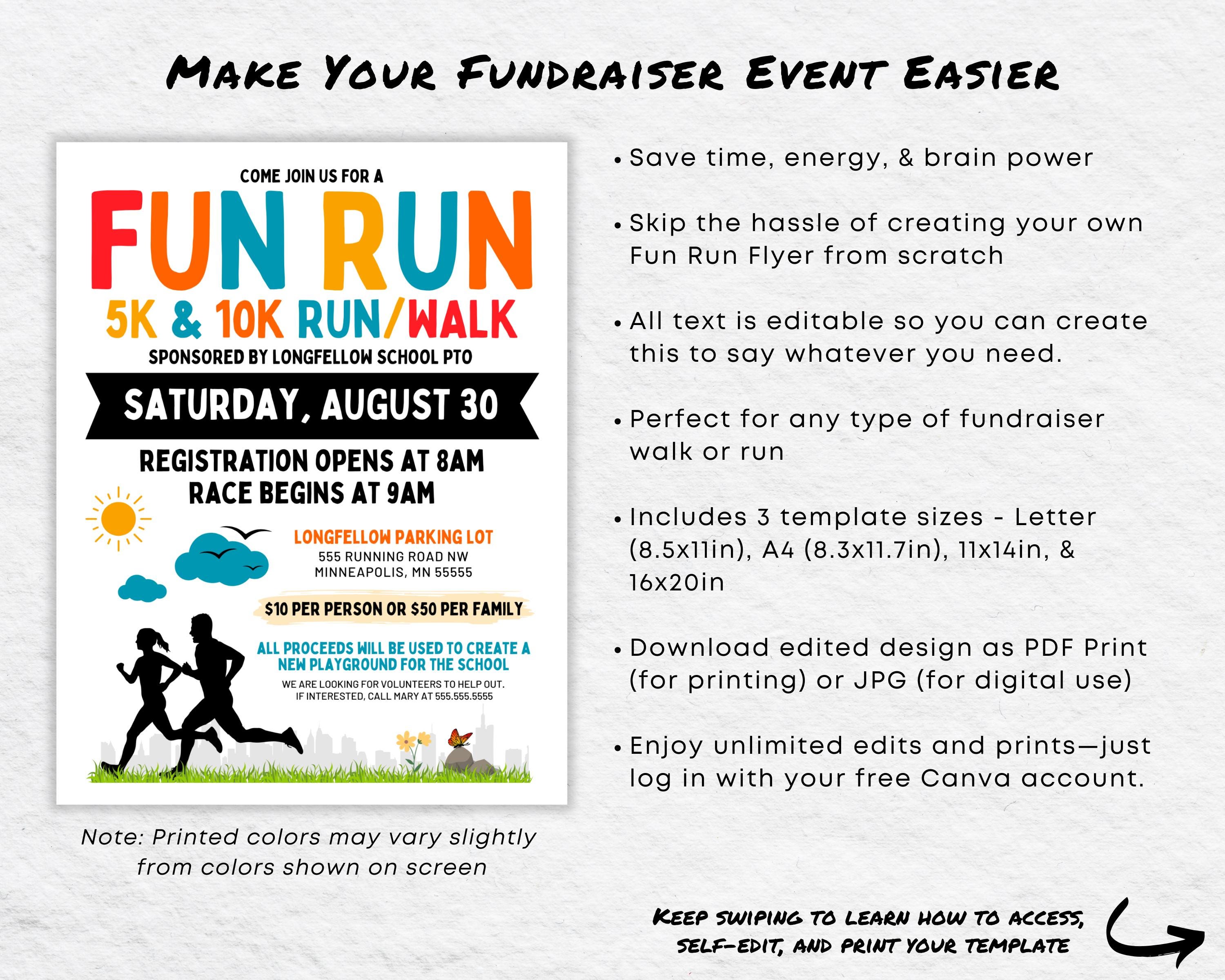 Editable Fun Run Flyer Template: Race Event Poster (canva Download) - Etsy