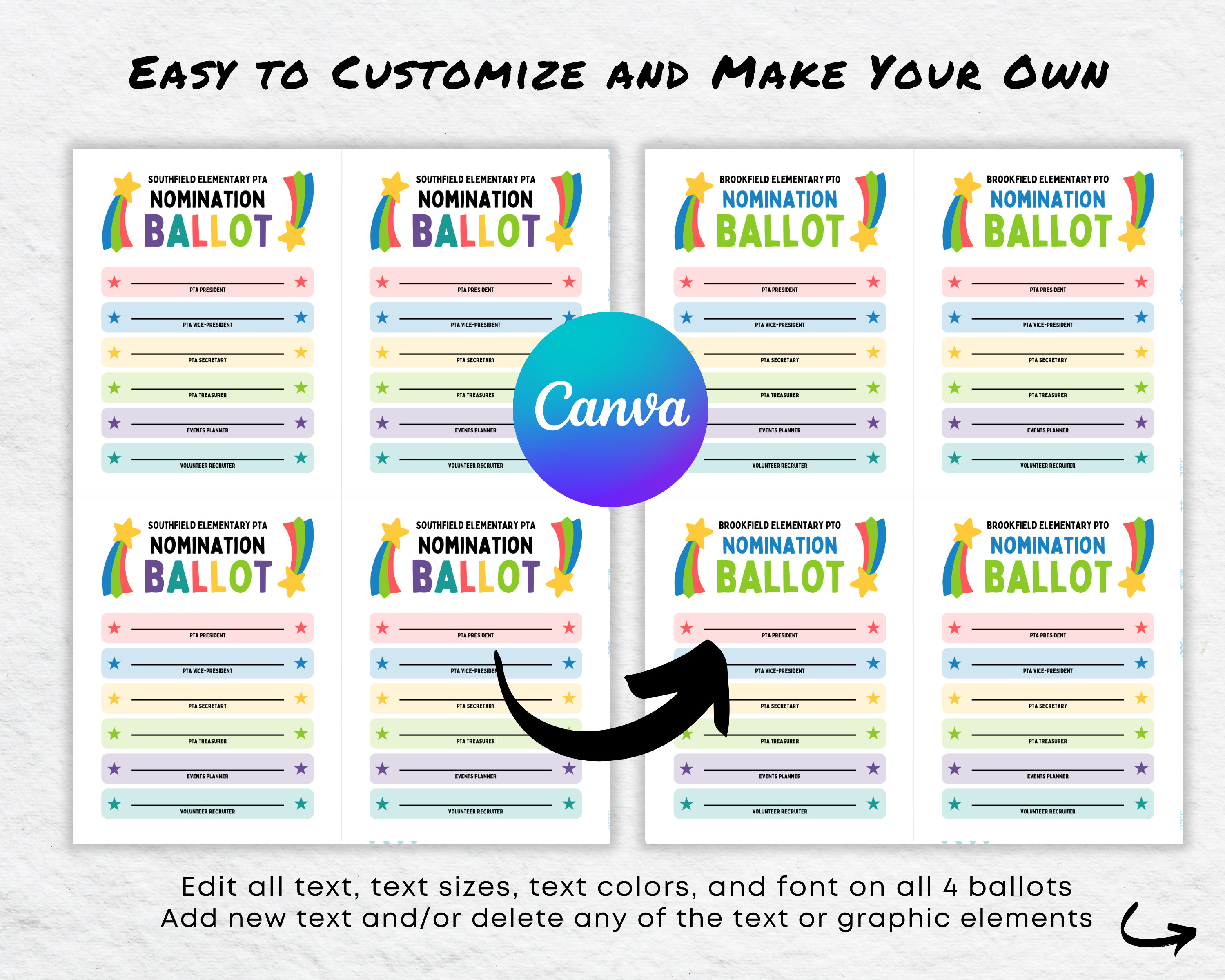 Editable PTO PTA Elections Ballot Template, Board Member Nomination ...