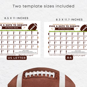Editable Football Calendar Pick A Date to Donate Fundraiser Canva ...