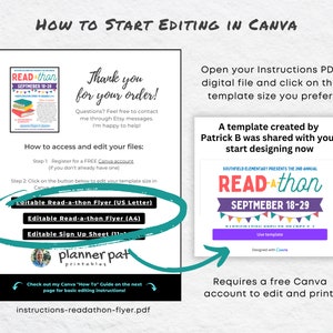 Read-a-thon Flyer Editable Template for School Reading Fundraiser ...