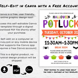 Editable Halloween Potluck Flyer, Appreciation Luncheon Invite, Canva ...