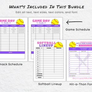 Editable Softball Template Bundle Includes Snack & Game Schedules ...
