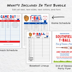 Editable Tball Template Bundle Printables, Includes Snack & Game ...