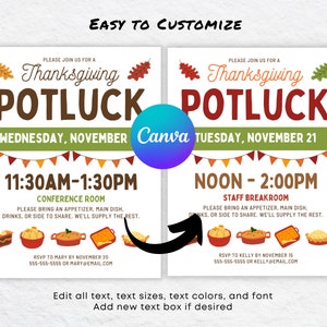 Editable Thanksgiving Potluck Flyer: Fall Appreciation Luncheon (canva ...