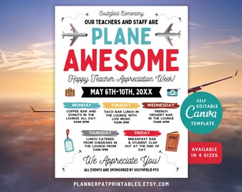 Teacher and Staff Appreciation Week Itinerary, Weekly Schedule of ...