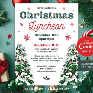 Christmas Luncheon Invitation: Editable Holiday Lunch Flyer (canva ...