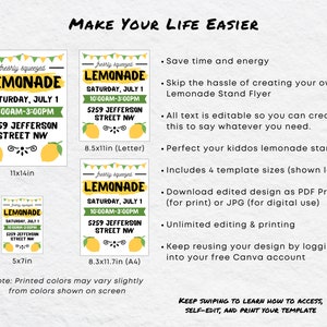 Editable Lemonade Stand Flyer Template, Printable Sign (canva) - Etsy