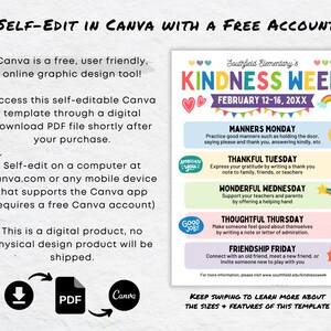 Editable Kindness Week Flyer Template, School Spirit Itinerary (canva ...