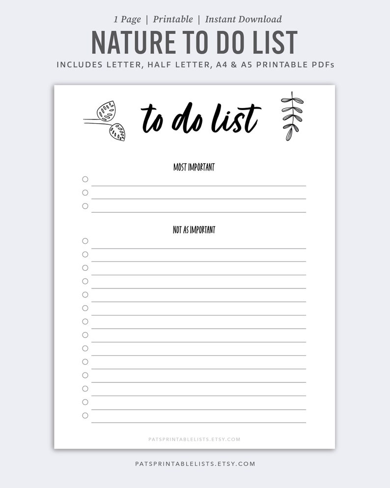 Botanical to Do List Printable Task List 2023 Daily Plan - Etsy