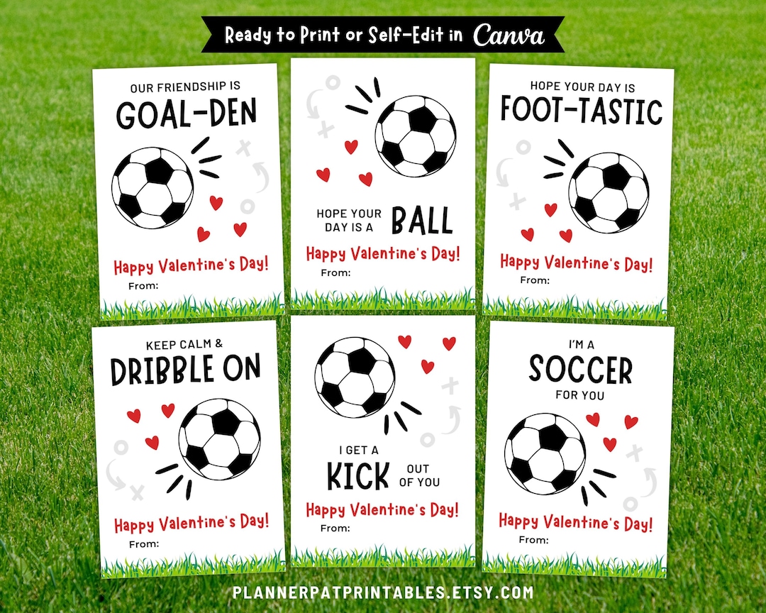 Printable Soccer Valentine Cards, Student & Teacher Valentine's Day ...