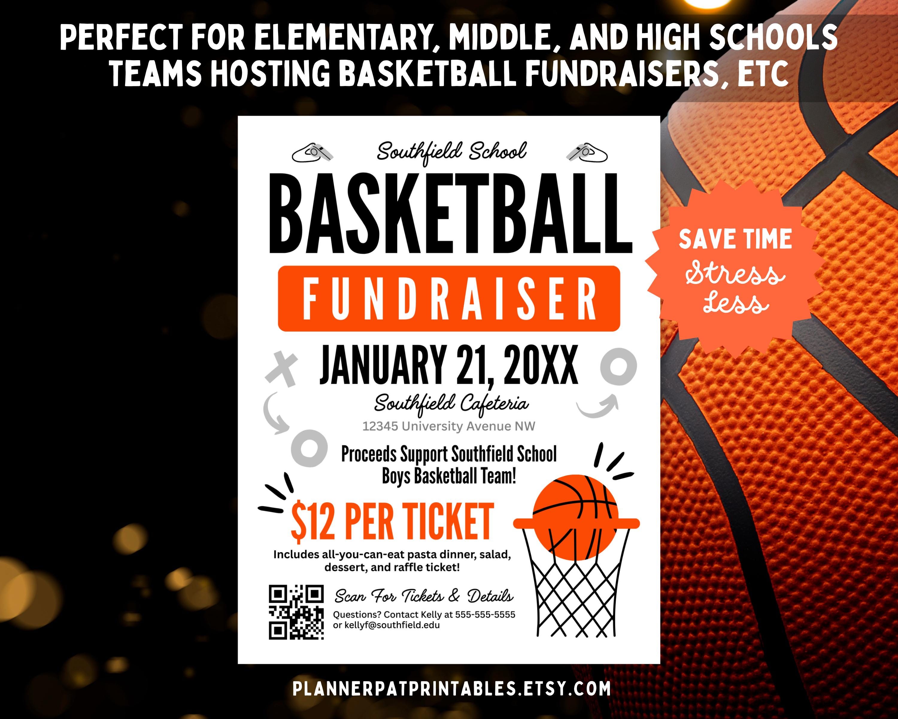Editable Basketball Fundraiser Flyer | Sports Fundraising Template ...