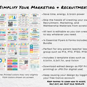 Essential PTA PTO Canva Template Bundle – 16 Editable Flyers & Forms ...