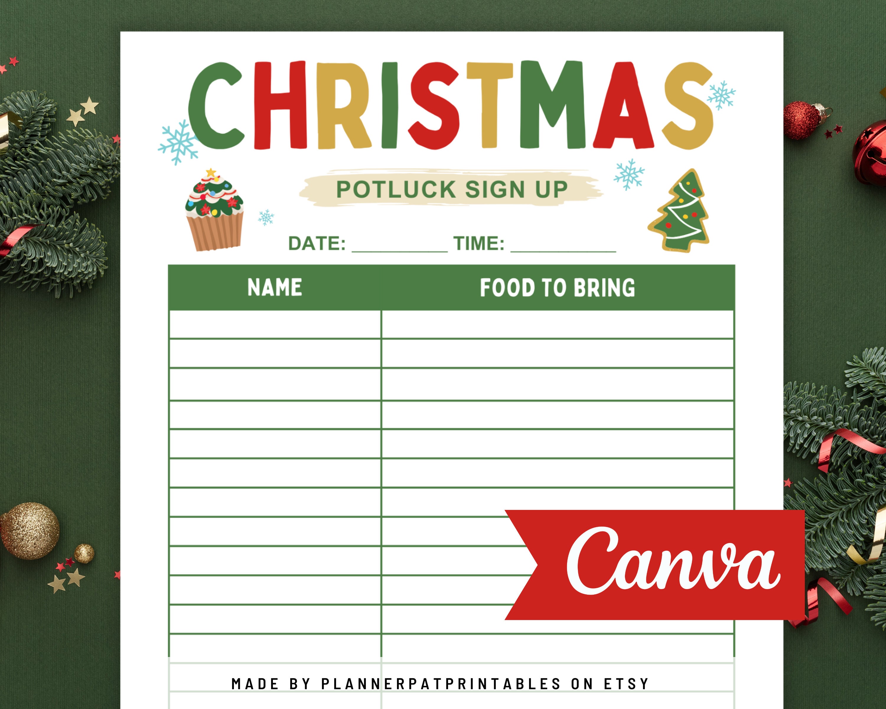 Christmas Sign Up Sheet Template