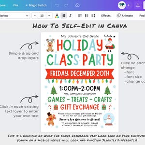 Editable Christmas Class Party Invite, Elementary School Flyer Template ...