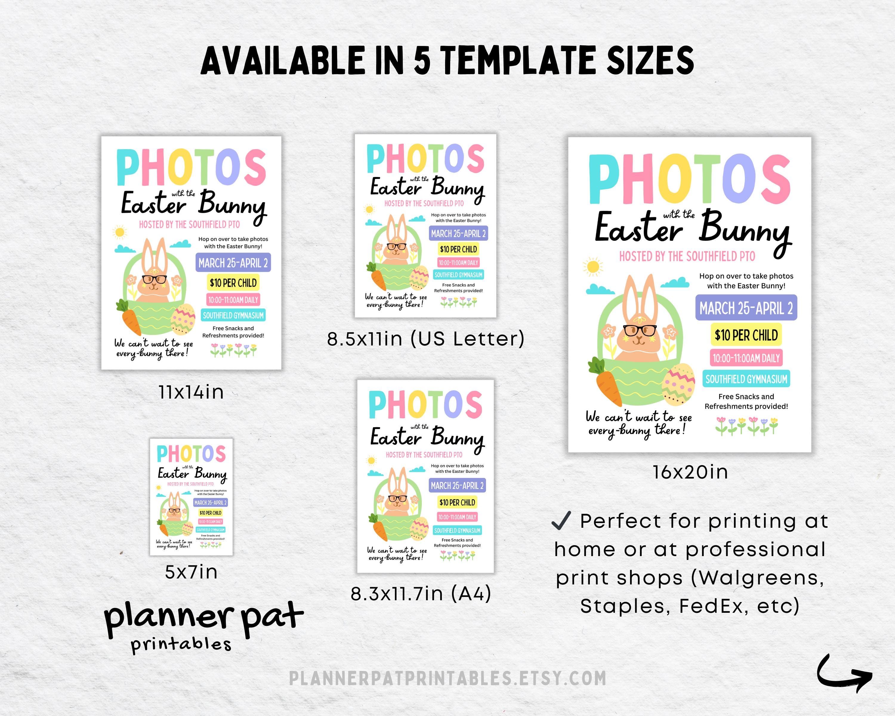 Photos With the Easter Bunny Flyer Template | Editable School ...