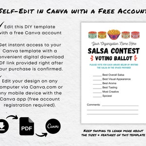 Editable Salsa Contest Ballot Printable, Salsa Voting Sheet Canva ...