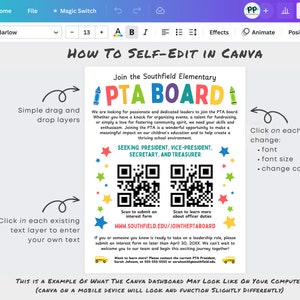 Editable Join PTA PTO Board Flyer Template: Canva Recruitment (digital ...