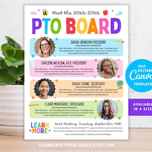 Meet the PTO Flyer: Editable School PTA Introductions Canva Template ...