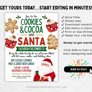 Cookies and Cocoa With Santa Flyer: Editable Christmas Party Invitation ...