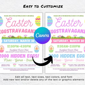 Editable Easter Eggstravaganza Flyer Printable, Egg Hunt Party Invite ...