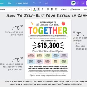 PTO PTA Fundraiser Tracker Flyer, School Canva Template (digital ...