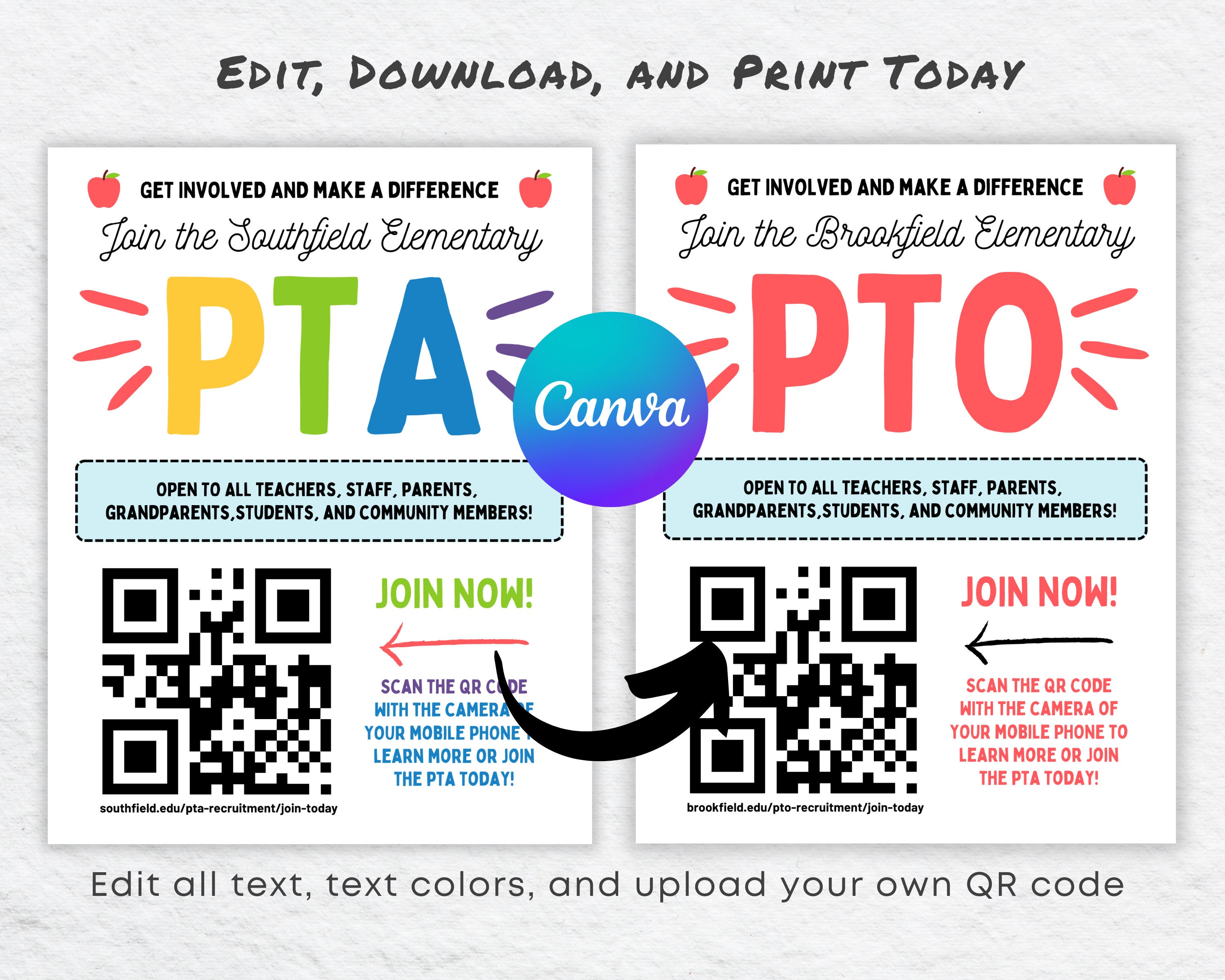 PTO PTA Recruitment Flyer Template: Editable School Parent Teacher ...