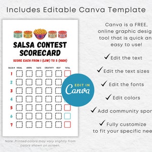 Editable Salsa Contest Scorecard Template | Printable Salsa Tasting ...