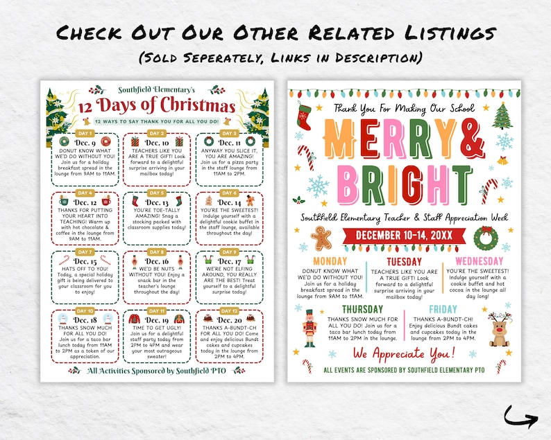 12 Days of Christmas Dress up Days Itinerary Flyer: Editable Canva ...