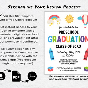 Editable Preschool or Pre-k Graduation Invitation or Flyer Canva ...