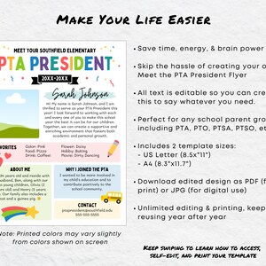 Editable Meet the PTA President Flyer Template | DIY Canva PTO ...