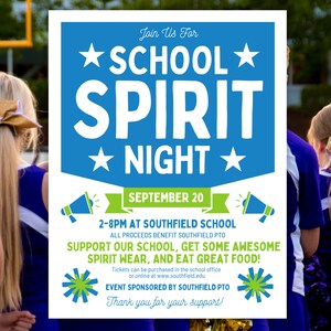 Editable School Spirit Night Flyer | Canva Fundraiser Invitation ...