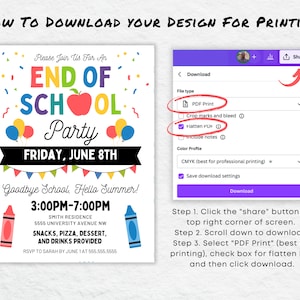 Editable End of School Year Party Invite Template Printable, Edit in ...