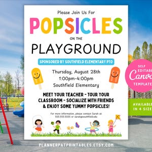 Popsicles on the Playground Flyer Template: Editable School Social ...