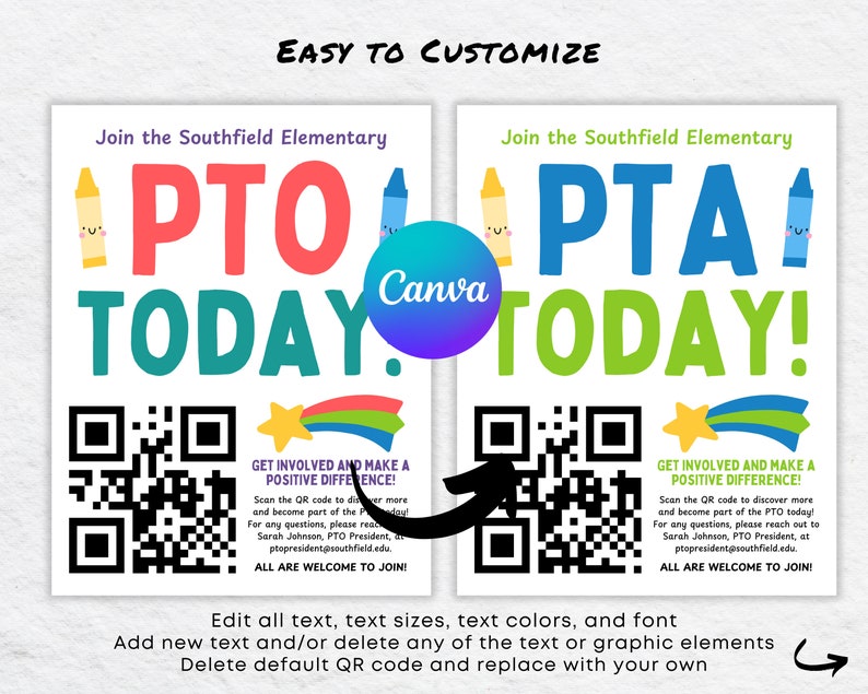 Editable Join the PTO Today Flyer Template, QR Code PTA Recruitment ...