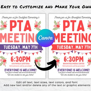 Editable May PTA Meeting Flyer Printable, May Day Meeting Reminder ...