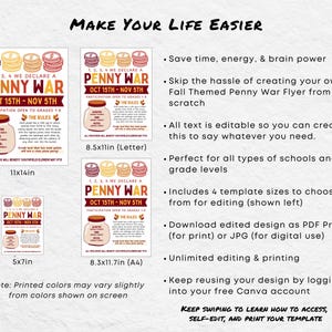 Fall Themed Penny War Flyer Editable Template, Coin Drive Fundraiser ...