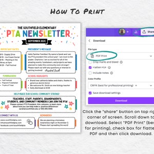 PTA Newsletter Editable Template for Highlighting Monthly School ...