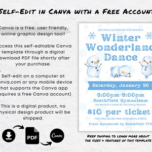 Editable Winter Dance Flyer Template, School Dance Party Invitation ...