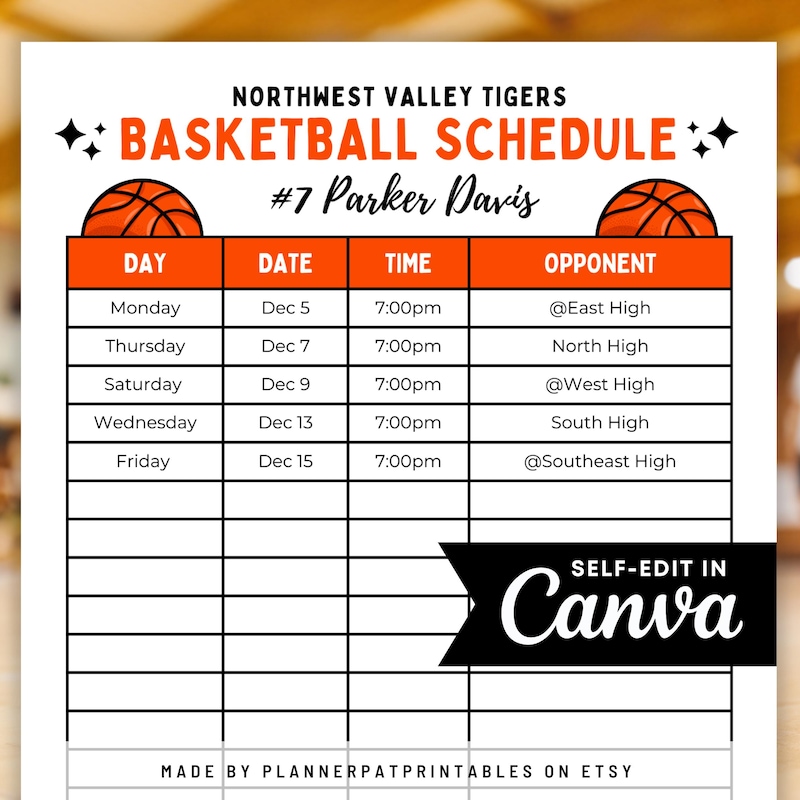 Schedule Basketball Poster - Etsy