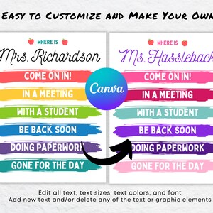 Editable Where is the Teacher Sign Printable, Office Door Flyer ...